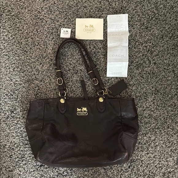 Coach | Bags | Coach Brown Shoulder Bag With Signature Design | Poshmark